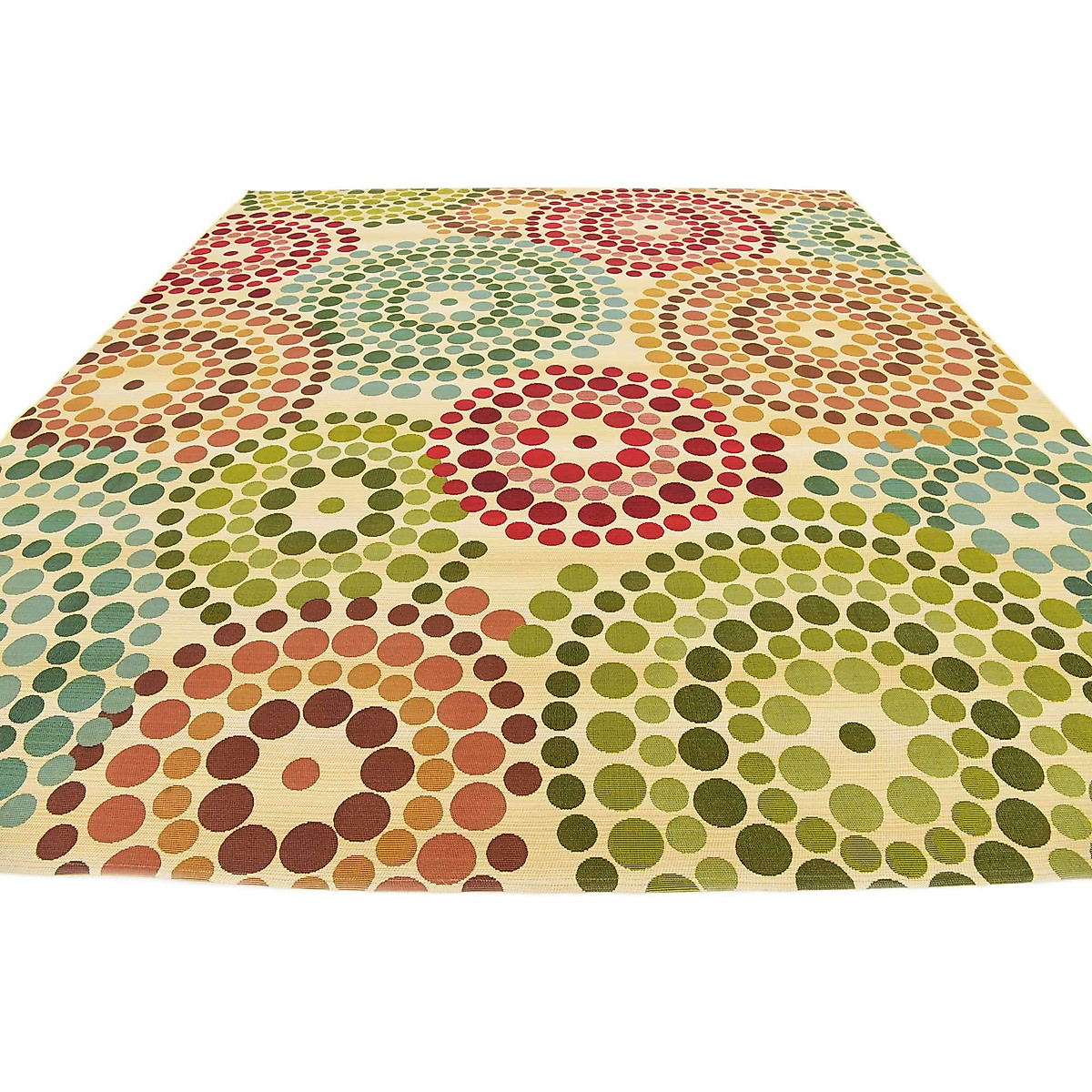 Unique Loom Outdoor Modern Collection Area Rug - Spark (10' x 12' 2" Rectangle, Beige/ Burgundy)