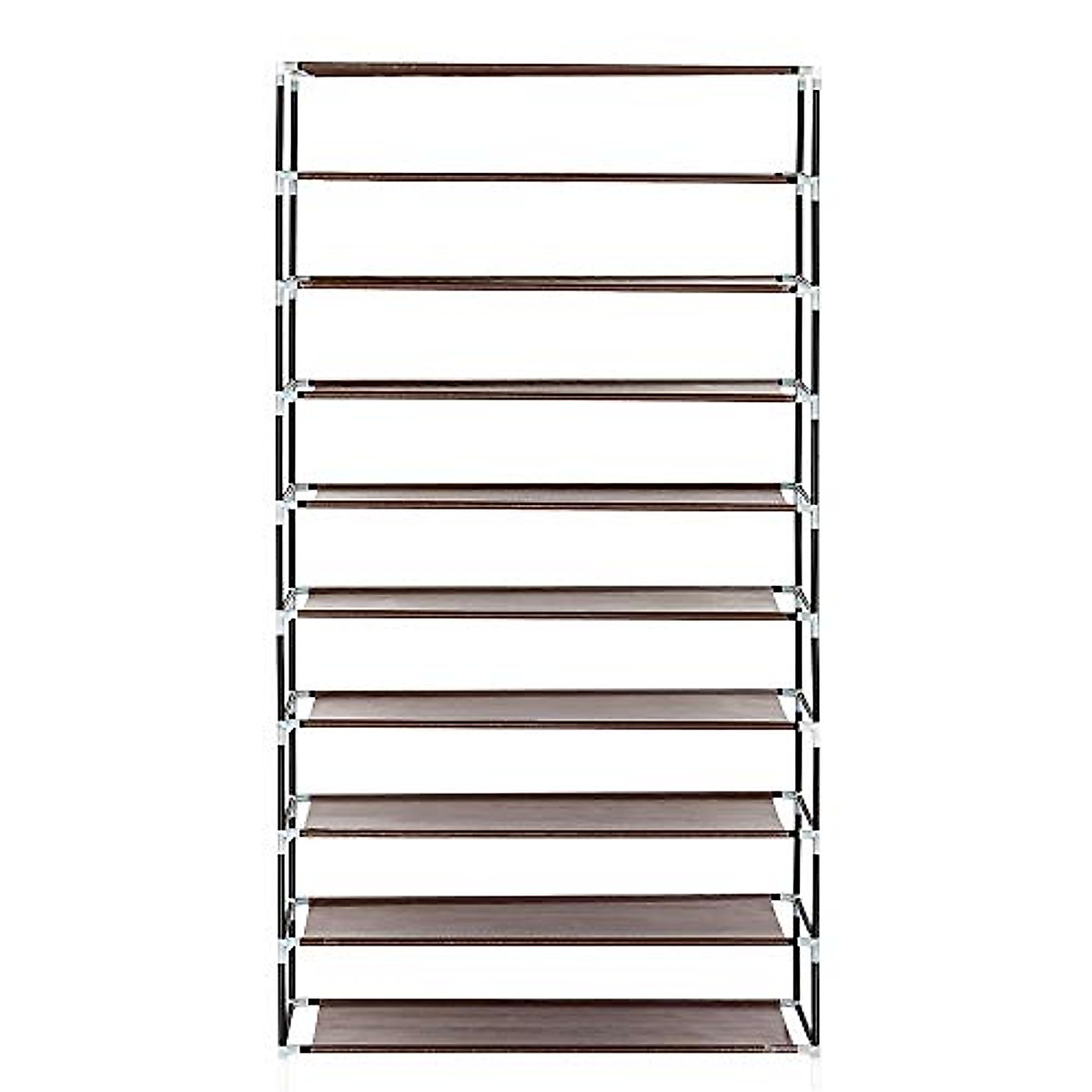 HOFOME Free Standing Shoe Rack Storage Organizer, 45 Pairs Portable Nonwoven Fabric Cover, Dustproof Shoe Rack Storage Shelf Cabinet for Closet (Mocha)