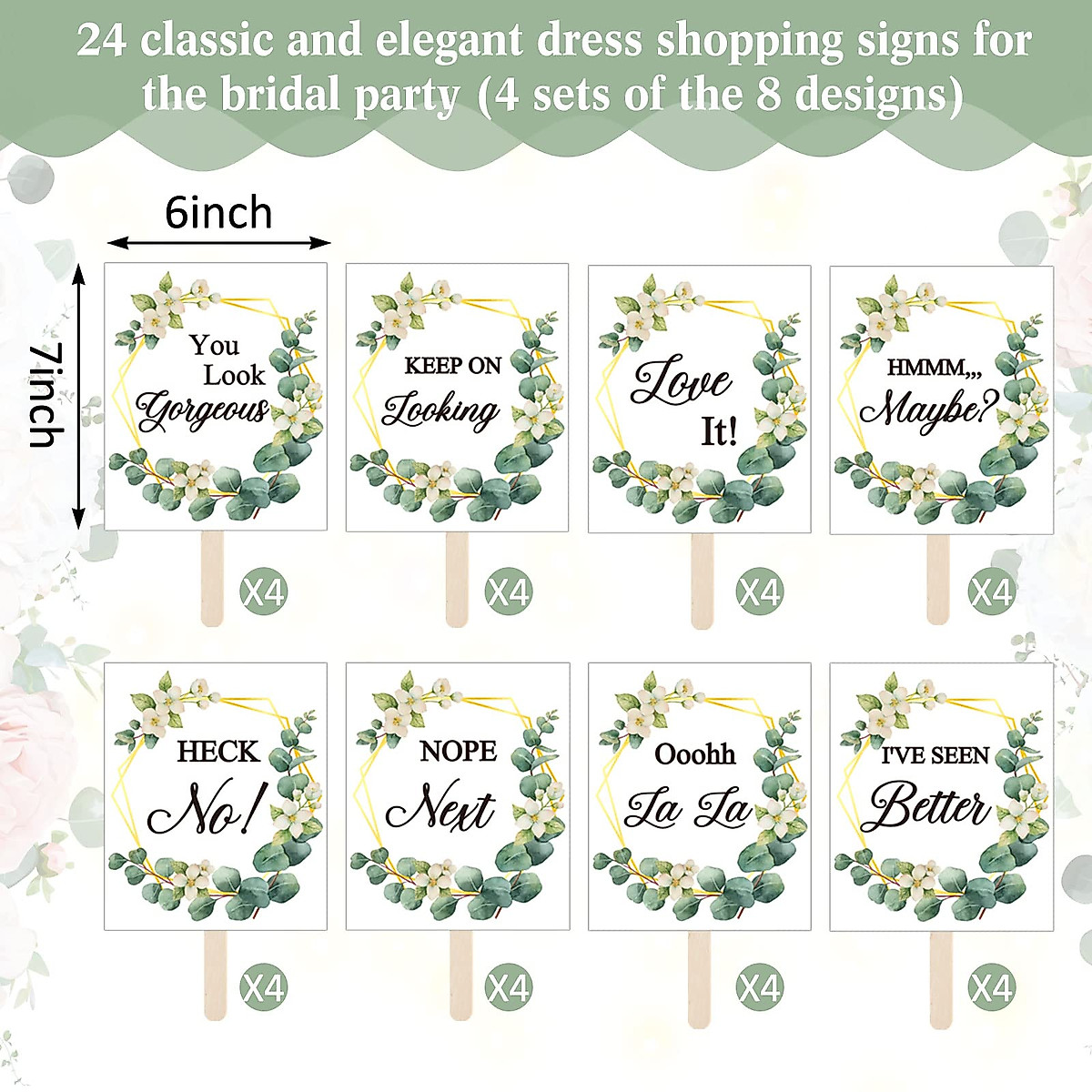Lewtemi Set of 33 Wedding Dress Shopping Signs Paddles Say Yes to The Dress Props Bridal Dress Signs Wedding Shop Sign for Bridesmaids and Brides Bachelorette Party Games(Classic Style)