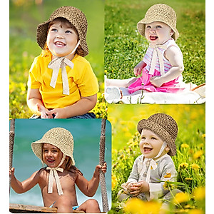 Little Girl Kids Summer Straw Hat,Toddler Wide Brim Floppy Beach Sun Visor Hat,Girl's Sun Hat (6-24 Months, Khaki z)