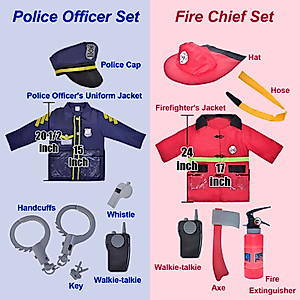 TopTie 5 Sets Halloween Kids Costumes, Dress Up Costumes with Storage Box for Age 3-7, Doctor Fireman Police Surgeon Worker