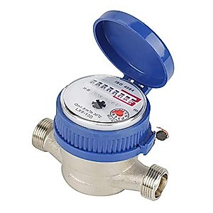 Oumefar 15mm 0.5 inch Water Flow Meter Cold Water Meter Arbitrary Rotation Function with Fittings for Garden and Home Usage