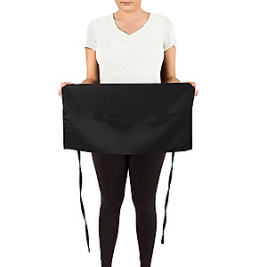 KNG Waitress Apron with 3 Pockets – 11 inch Waist Apron - Black