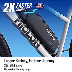 MICLON Macmission 100 Electric Bike for Adults, Electric Bike 27.5", 4A Fast Charge, 36V/13Ah Removable Battery, Up to 44 Miles Range, Shimano 7-Speed Commuter Mountain Bike E-Bike White