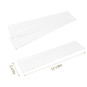 Bofoho Drawer Divider Adjustable Diy Storage Organizer Separator for Tidying Clutter Cutlery Makeup Clothes of Dresses, Desk & Box in Kitchen Bathroom Bedroom Office (Cut at Will) (White 16pcs)