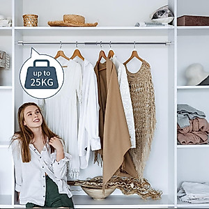 2PCS Small Closet Poles for Hanging Clothes, 2 Pack Stainless Steel Closet Pole, Adjustable Closet Hanging Rod for Wardrobes 15.7-25.6inch (15.7-25.6inch)