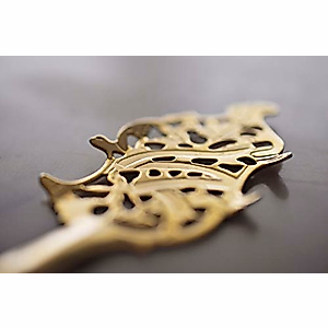 Wormwood Leaf Absinthe Spoon, Gold-Plated and 10 Sugar Cubes (5 packets) by Bonnecaze