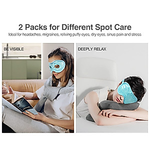Luxtude Gel Eye Mask Cooling Eye Mask for Dry Eyes 2PCS, Heated Warm Eye Ice Pack Reusable Gel Sleep Mask, Frozen Cold Eye Compress for Puffiness/Dark Circles/Headaches/Allergies (Blue)