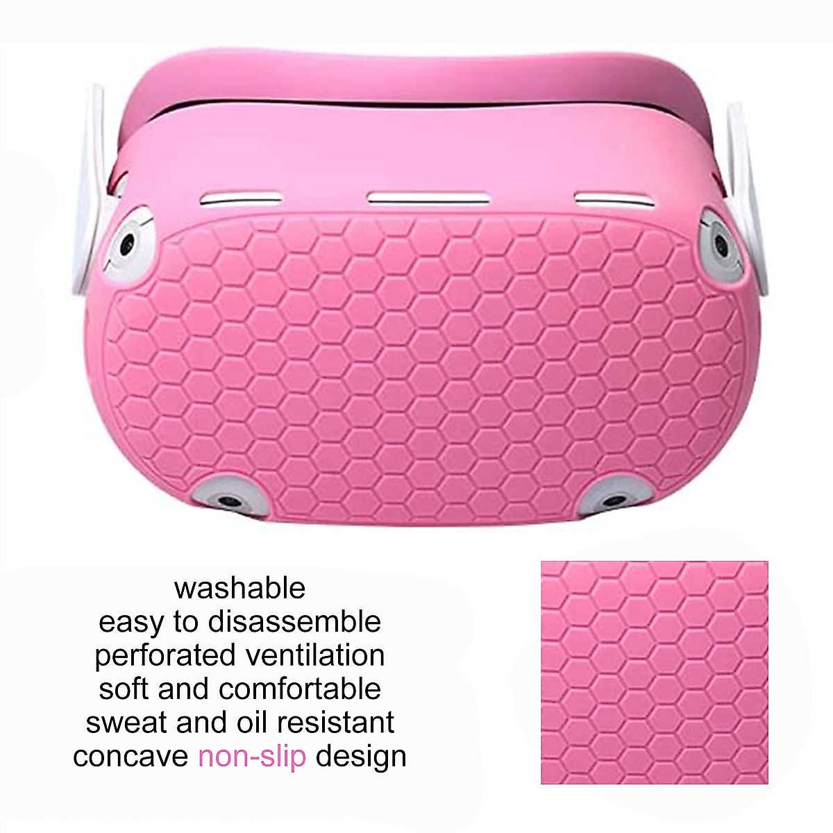 HUAYUWA Adjustable Head Strap with Head Cushion for Oculus Quest 2 VR Accessories, Replacement for Elite Strap Comfortable Protective Headband Enhanced Support and Reduce Head Pressure in VR, Pink