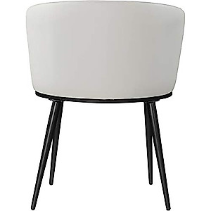 Meridian Furniture Skylar Collection Modern | Contemporary Upholstered Dining Chair with Rounded Back, Sturdy Iron Legs, Set of 2, White Faux Leather, Matte Black, 23.5" W x 23.5" D x 30" H