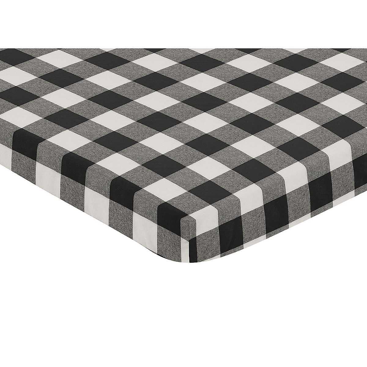 Sweet Jojo Designs Black and White Buffalo Plaid Check Rustic Farmhouse Woodland Flannel Baby Unisex Boy Girl Fitted Mini Portable Crib Sheet (For Mini Crib or Pack and Play ONLY) - Country Lumberjack