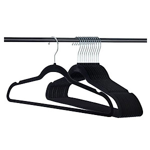 Luxury Black Velvet Hanger - Pack of 50 - Coat and Clothes Hanger (Black, abs, Velvet)