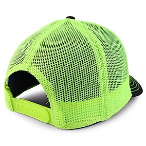 Armycrew Oversize XXL Low Profile Two Tone Mesh Back Trucker Baseball Cap - Black Neon Yellow - 2XL