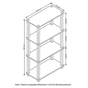 Furinno Turn-N-Tube 4-Tier Multipurpose Shelf Display Rack, Square Tube, Espresso/Black