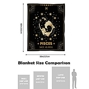 Henazin Pisces Gifts, Pisces Gifts for Women Men, Pisces Decor, Pisces Blanket, Pisces Zodiac Gift, Pisces Astronomy Gift, Pisces Birthday Gift for Women Men, Constellation Gift Blanket 50"X60"