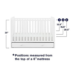 GAP babyGap Graham 4-in-1 Convertible Crib with Storage Drawer - Greenguard Gold Certified, Bianca White