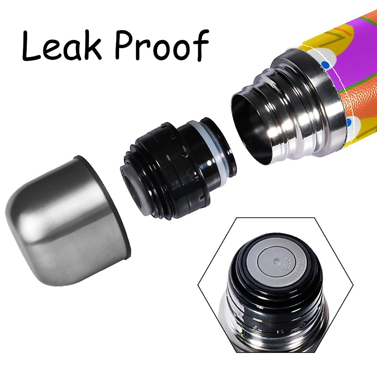 Stainless Steel Leather Vacuum Insulated Mug 昏阙脑袋 | Thermos Water Bottle for Hot and Cold Drinks Kids Adults 16 Oz