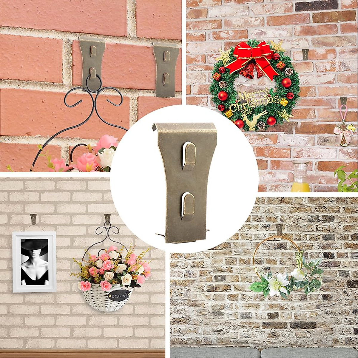 10Pcs Brick Clips Steel Brick Hanger for Hanging Outdoors,Brick Hook Clips Heavy Duty Brick Wall Hangers for Outdoor Hanging Picture Hangers Mount on Brick without Drilling