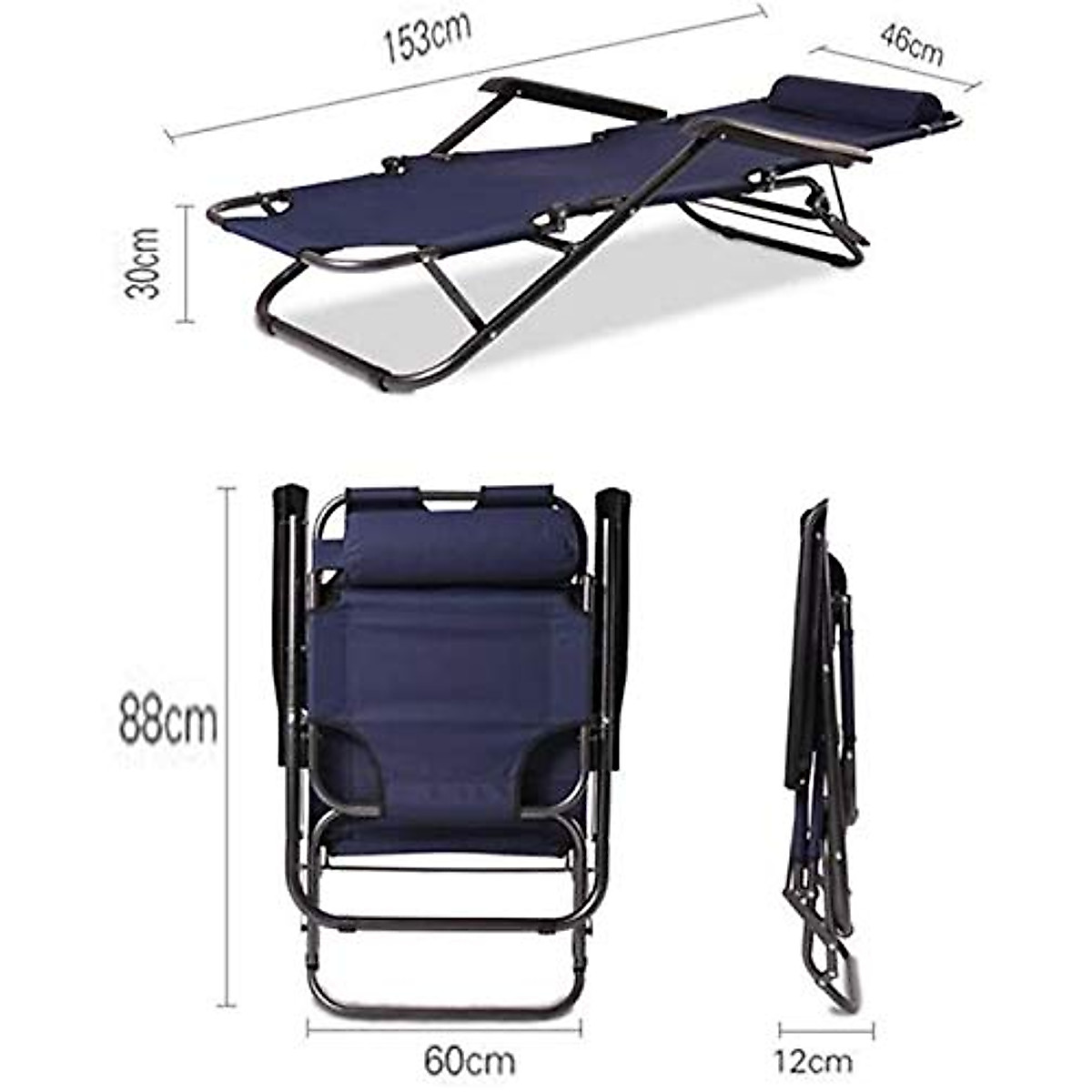 XZGDEN Lightweight Sun Lounger Reclining Folding Gravity Bed Headrest Garden