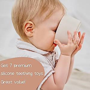 Moonkie Stacking Cups Toy, Fun Educational Baby Toys Silicone Soft Teething Toy, Age 6+ Months, 7 Piece Set