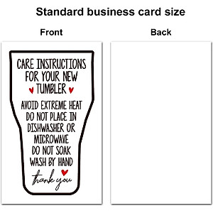KORTTITALO 50 Care Instruction Cards Tumbler, Care Instructions for Tumbler Insert for Small Business, Care Instruction Cards for Cups, Small Online Shop Package Insert Tumbler Care Instruction Card.