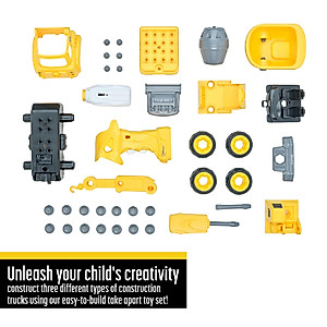 Construction Toys ︱Building Take Apart Toys with Electric Drill ︱Converts to Remote Control Car︱3 in 1 Take Apart Vehicles for Toddlers and Boys 3,4,5,6,7 Years Old ︱Truck Toys as