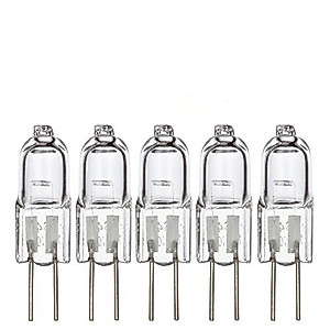 Simba Lighting Halogen G4 T3 5 Watt 50lm Bi-Pin Bulb 12 Volt A/C or D/C for Accent Lights, Under Cabinet Puck Light, Chandeliers, Track Lighting, 5W 12V 2 Pin JC Warm White 2700K Dimmable, 5-Pack