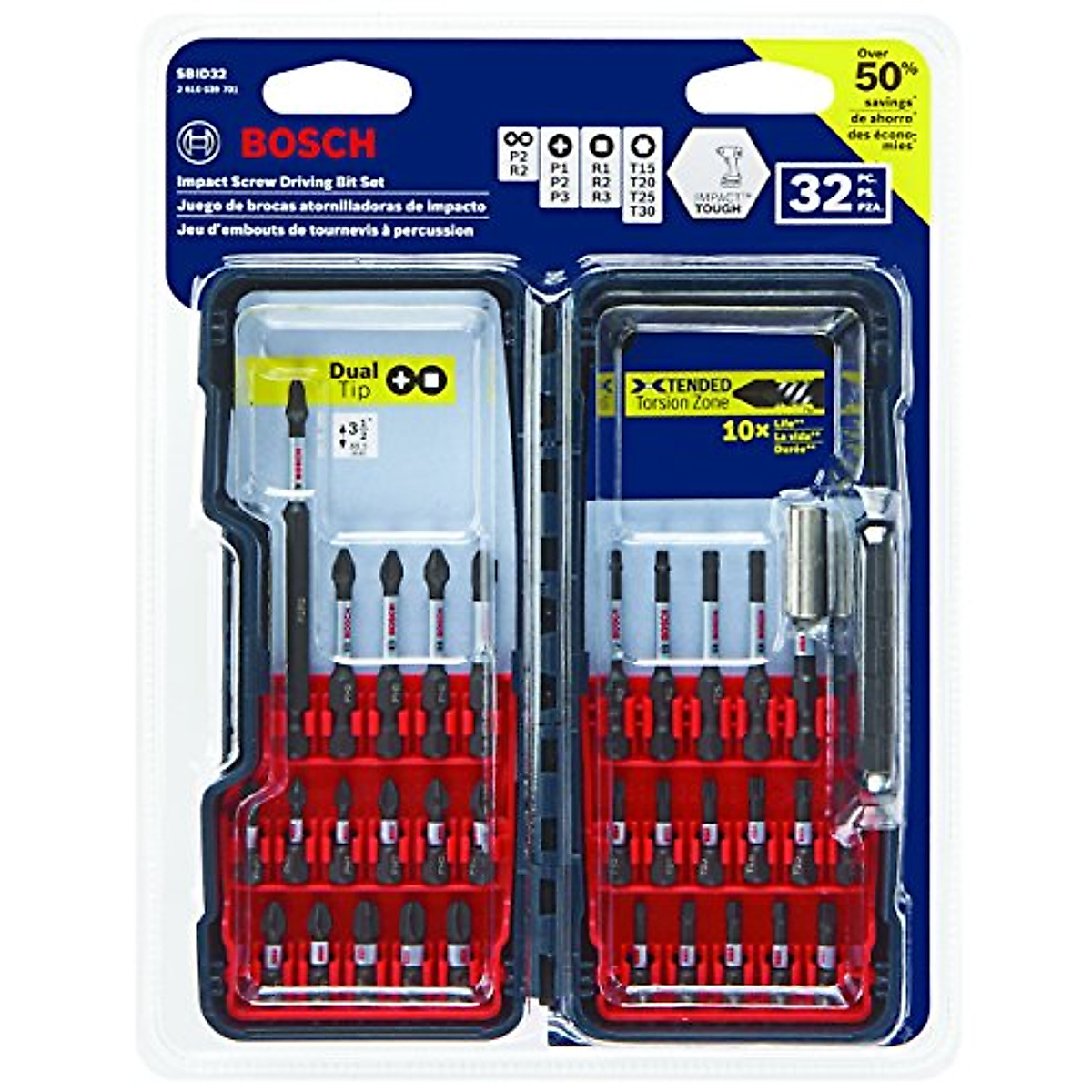 BOSCH SBID32L 32-Piece Impact Tough Screwdriving Bit Assorted Set with Included Case