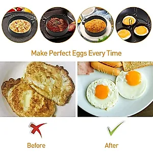 1-6 Pcs Non Stick Egg Frying Rings Perfect Circle Round Fried/Poach Mould Pancake (4 Pcs Ring Molds)