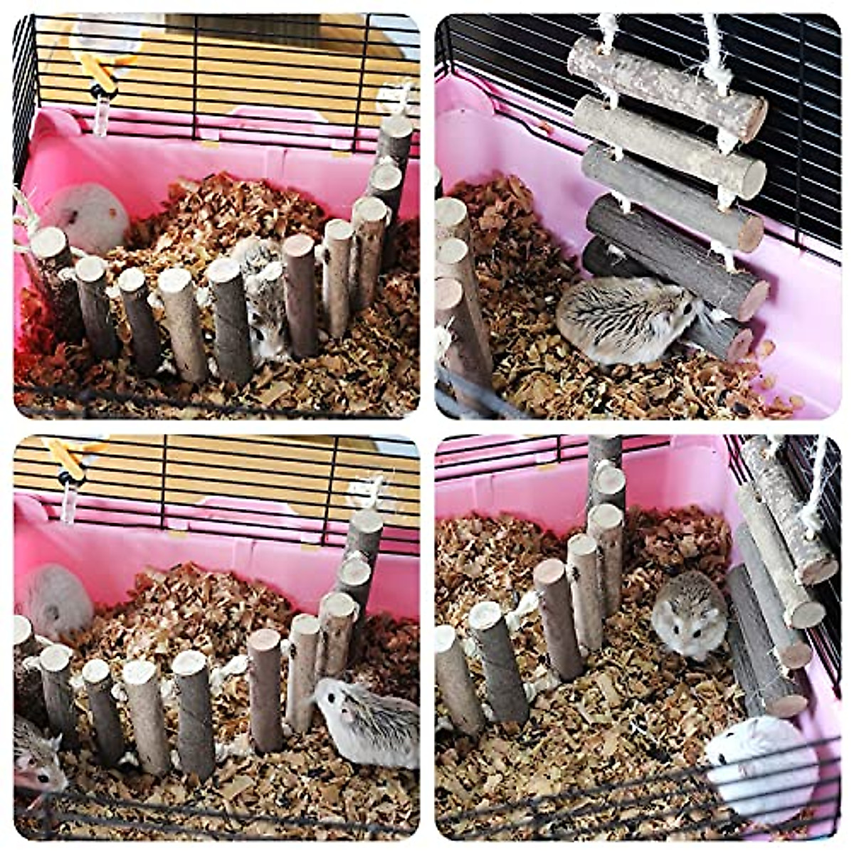 CEDAR ALPHA 4Pk 20" Natural Ladder, Hermit Crab,Bird Swing Ladder Chewing Toys Hanging,Pet Bird Cage Rodents Parakeet Ladder Bridge