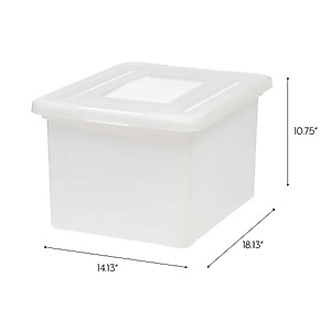 IRIS USA File Box File Organizer Plastic File Box for Letter/Legal File, BPA-Free Plastic Storage Bin Tote Organizer with Durable and Secure Latching Lid, Stackable and Nestable, Pearl 35 Qt. 4Pack