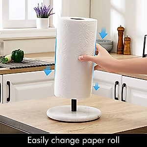 Kitchen Paper Towel Holder Standing with Marble Base for Standard or Jumbo-Sized Rolls, Matte Black KPH100-BK