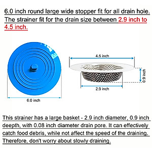 Seatery 4PCS Kitchen Sink Strainer Stopper Kit, Universal Silicone Sink Drain Plug Cover, Drain Water Stopper, 4.5 Inch Stainless Steel Sink Drain Strainer, Food Debris Catcher for Kitchen