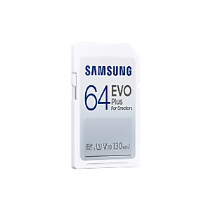 SAMSUNG EVO Plus Full Size 64 GB SDXC Card 130MB/s Full HD & 4K UHD, UHS-I, U1, V10 (MB-SC64K/AM)