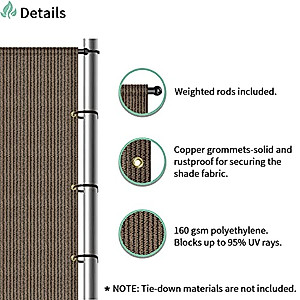 SunnyRoyal Pergola Shade Cover 12' x 16' Replacement Canopy Shade Cover for Pergola with Grommets Sun Shade Cloth Sail for Outdoor Privacy Patio Garden Weighted Rods Included (Brown)