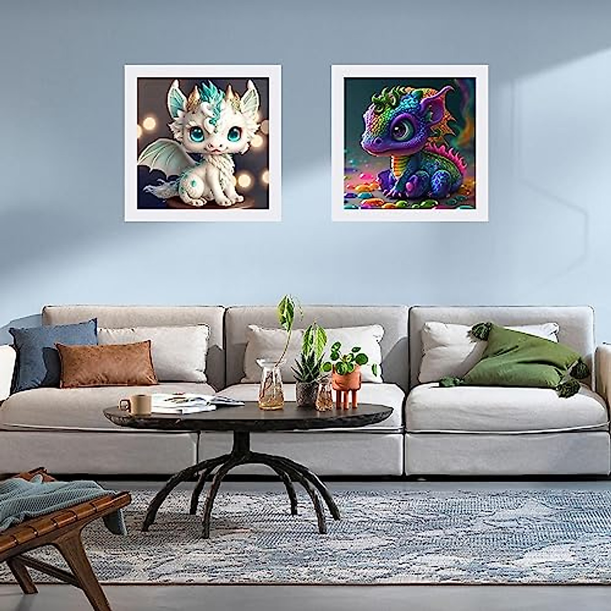 hkejoi 2 Pack Dragon Diamond Painting Kits for Adults - Dragon Diamond Art Kits for Adults, Dragon Gem Arts Kits for Gift Home Wall Decor(14x14inch)