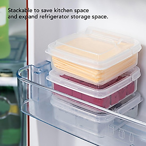 3 Pack Cheese Storage Containers with Flip Lids, Sliced Cheese Container for Fridge, Clear Plastic Butter Block Cheese Slice Storage Box Portable Freezer Food Storage Container