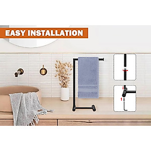 Livabber L-Shape Hand Towel Holder Stand, Metal Hand Towel Rack Modern Countertop Hand Towel Ring Standing Towel Bar for Bathroom Kitchen(Black)