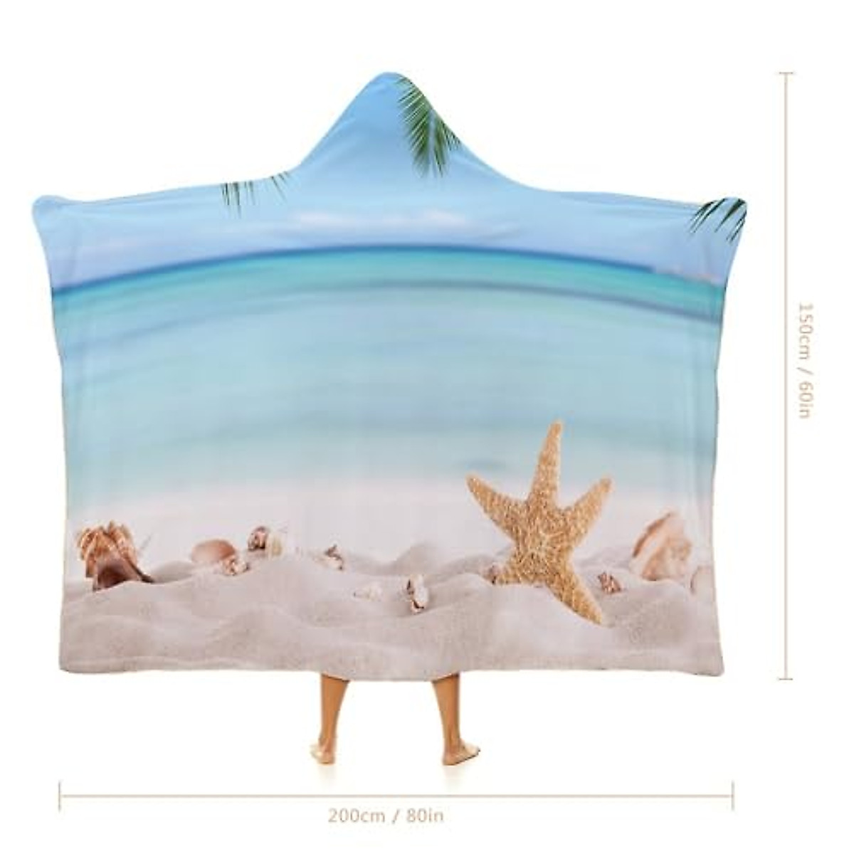 TaoYTao 40"x50" Women Summer Beach Blanket Hoodie, Foldable Wearable Funny Hooded Blanket Robe Cloak, Christmas Birthday Gifts Anniversary For Wife Girlfriend Women