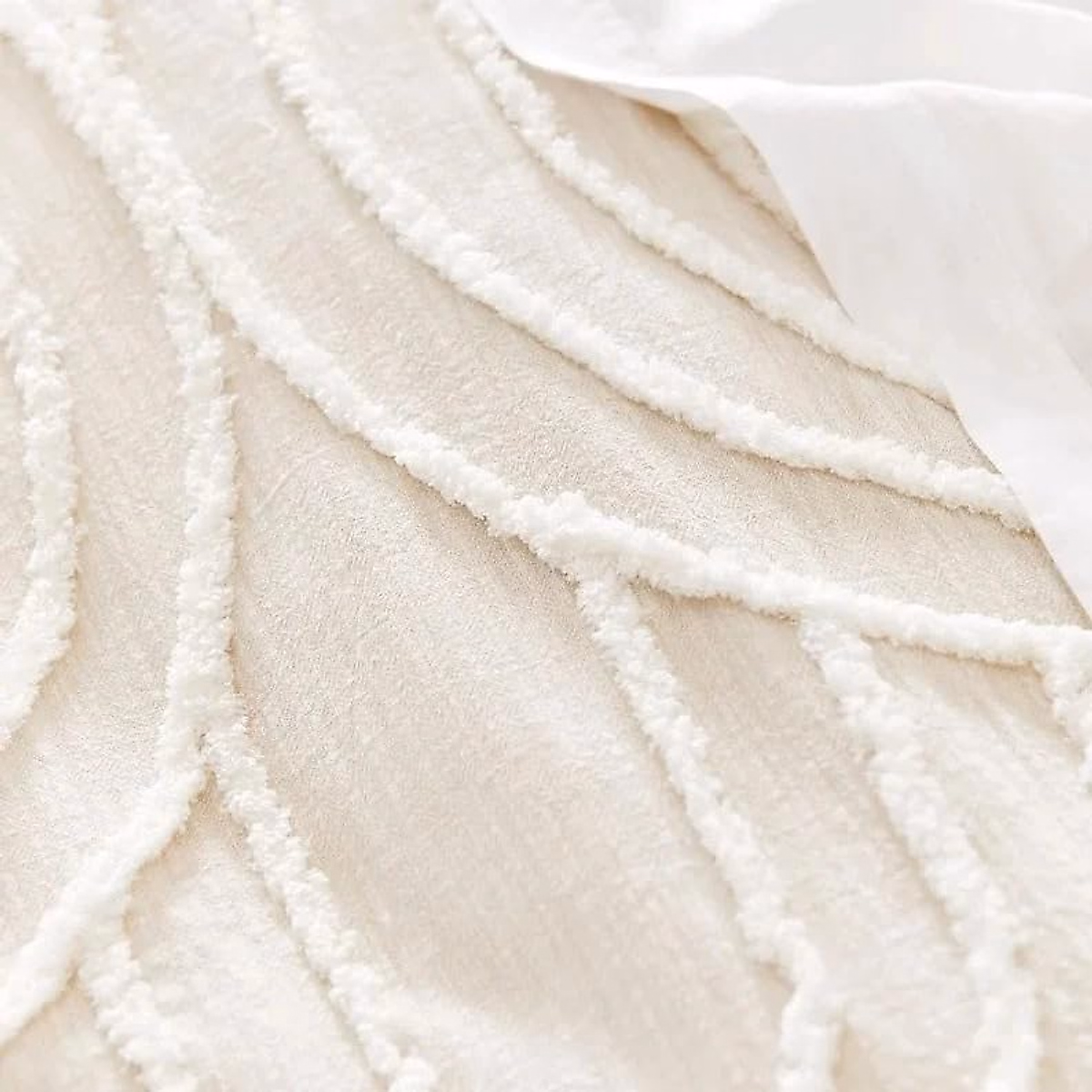 Kamla Export 3 Piece Tufted Duvet Cover 100% Cotton Bedding Set Bohemian Duvet Bedding Set Home Decor Luxury Quilt Cover with Two Matching Pillowcases (Full, Ivory/Off White)