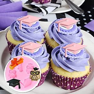 ZiXiang Graduation Silicone Mold Doctoral Cap Silicone Molds Diploma Scroll Graduate Fondant Mold Certificate Candy Molds Doctoral Hat Chocolate Mold For Cupcake Cake Decoration Set Of 3