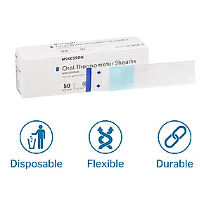McKesson Oral Thermometer Sheaths, Non-Sterile, Use with Mercury Thermometer, 50 Count
