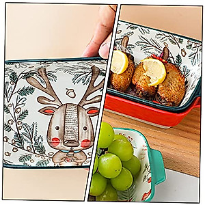 Cabilock Mori Bakeware Bread Loaf Pan Ceramic Loaf Pan Toaster Oven Bakeware Ceramic Baking Pan Animals Pattern Baking Tray Oven Baking Dish Ceramic Tableware Ceramic Baking Tray Food Bowl