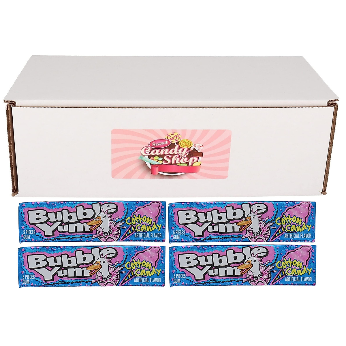 SECRET CANDY SHOP BUBBLE YUM Bubble Gum (Cotton Candy) (Pack of 4. Total 20 Gum Pieces)