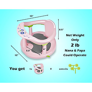 Baby Bath Seat for Babies 6 Months & Up/Integrated Non-Slip Mat/Infant Bath Seat Ring for Sitting Up in The Tub with Suction Cups (Inapplicable to Textured Tub)