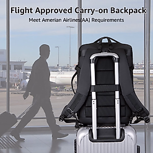 Refutuna Carry On Backpak, 40L Flight Approved Luggage Backpack for Men Women, Expandable Water Resistant Travel Backpack Fits 17.3 Inch Laptop(Black)