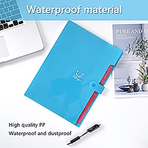 CLOUDIA Letter A4 Paper Expanding File Folder - Pockets Accordion Document Organizer (Light Blue)
