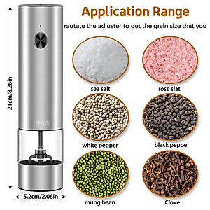 Electric Pepper Grinder - Adjustable Coarseness Salt & Pepper Mill - Easy-to-Clean - Battery Powered - One-Handed Operation - Kitchen Essential