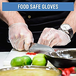 Powder Free Disposable Gloves Large, [1000 Count] - 4 Mil Clear Vinyl Gloves- Extra Strong, 4 Mil Thick - Latex Free, Food Safe, Medical Exam Gloves, Cleaning Gloves - 10 Boxes of 100