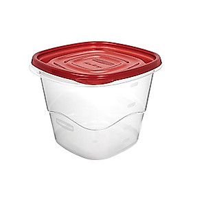 Rubbermaid TakeAlongs Deep Squares Food Storage Containers, 7 Cup, Chili Tint, 2 Pack